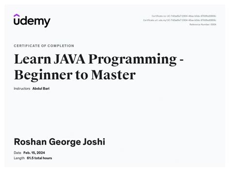 Java Programming Udemy Continuouslearning Roshan George Joshi