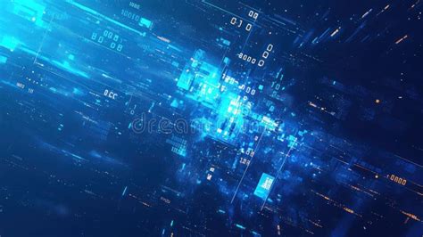 Digital Backdrop Featuring Data And Precision Binary Code With Glowing Particles With Dark