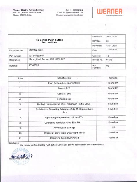 Indication Lamp Certificate Pdf