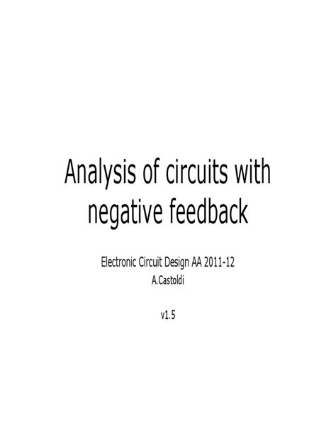 Negative Feedback Circuits Pdf Negative Feedback Feedback