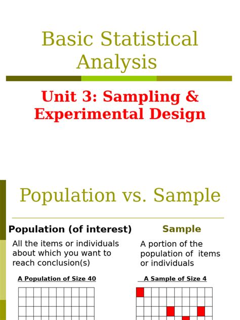 Unit 3 Sampling And Experimental Design New Read Only Pdf Sampling Statistics Experiment