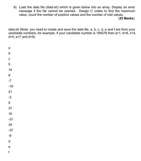 Solved 6 Load The Data File Datatxt Which Is Given Below