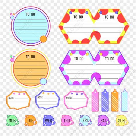 손으로 그린 컬러 메모 스티커 일러스트 편지지 색깔 일주 Png 일러스트 무료 다운로드 Lovepik