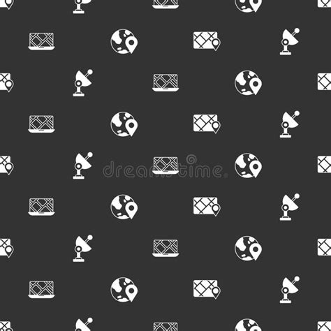 Set Gps Device With Map Radar City Navigation And Location The Globe On Seamless Pattern