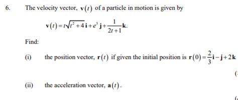Solved The Velocity Vector V T Of A Particle In Motion Is Chegg