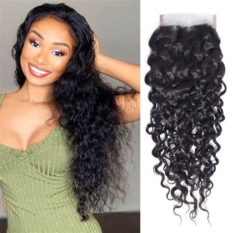 Water Wave 4x4 Lace Closure Human Hair Swiss Lace Frontal Closures