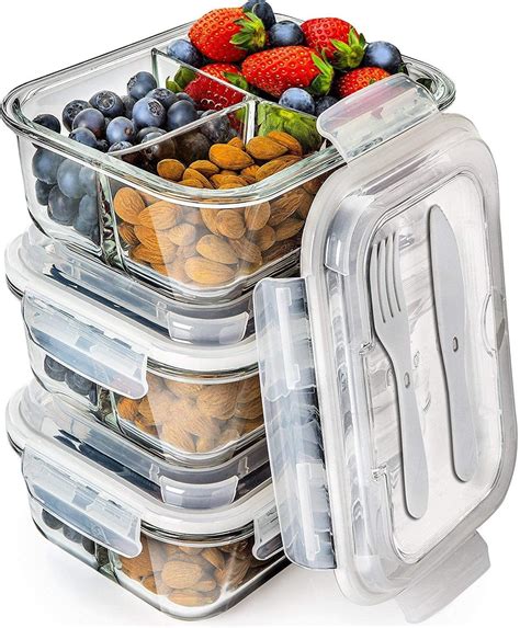 Prep Naturals Glass Food Storage Containers 3 Pack 34 Oz 3