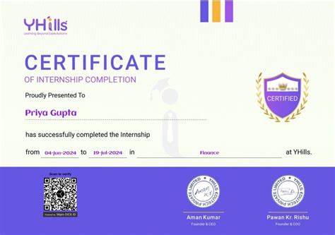 Priya Gupta On Linkedin I Have Successfully Completed My Finance Internship From Yhills This