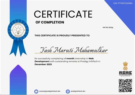 Yash Mahamulkar On Linkedin Webdevelopment Internshipcomplete Prodigyinfotech