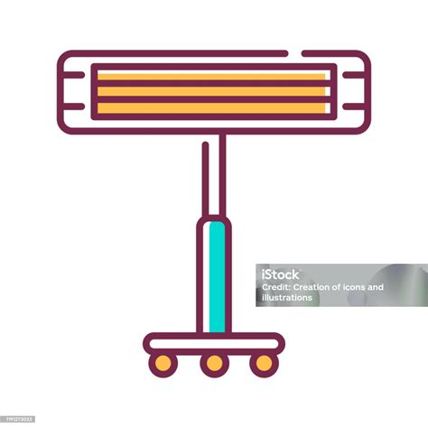 적외선 히터 컬러 라인 아이콘입니다 금속 막대기에 서서 방을 가열합니다 웹 페이지 모바일 앱 프로모션에 대한 픽토그램 Ui Ux Gui 디자인 요소입니다 0명에 대한 스톡