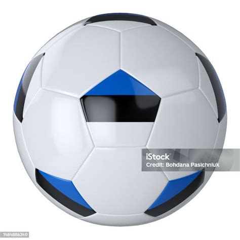 흰색 바탕에 에스토니아 국기가 있는 흰색 축구 공 격리 가죽 축구공 패치가 있는 클래식 흰색 공입니다 국가의 국기 3d 그림입니다 0명에 대한 스톡 사진 및 기타 이미지