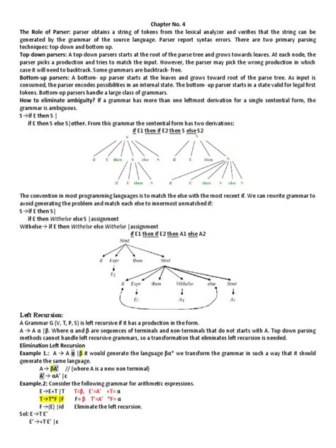 Chapter 4 Cs 411 Compiler Construction Pdf Parsing Theoretical