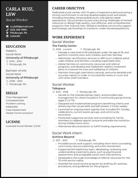 Resume Samples Licensed Social Worker Resume Sample Social Work Intern