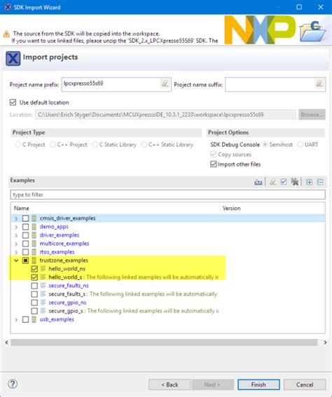 trustzone with armv8 m and the nxp lpc55s69 evk mcu on eclipse