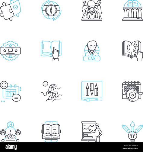 Internet Education Linear Icons Set E Learning Online Digital Web