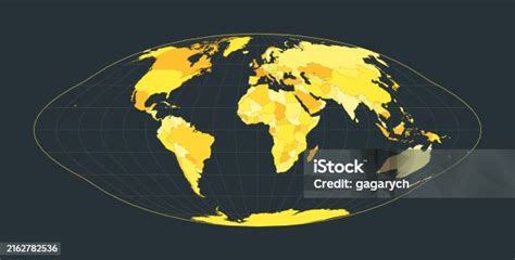 World Map Pseudocylindrical Equalarea Goode Homolosine Projection Futuristic World Illustration
