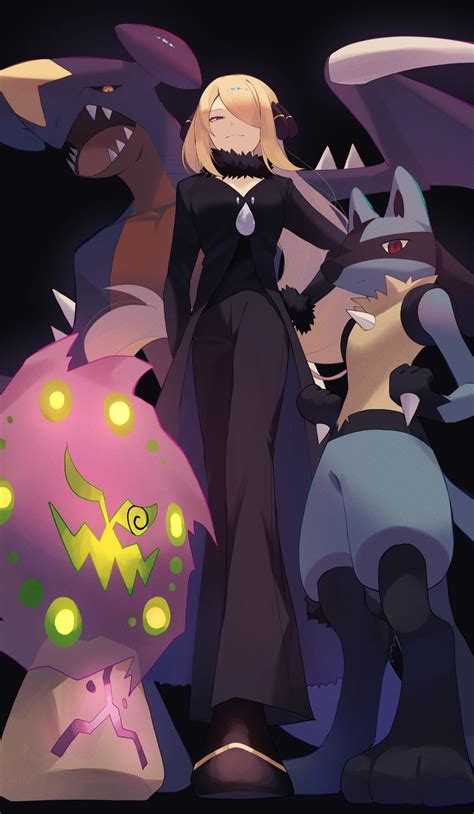 Cynthia Lucario Garchomp And Spiritomb Pokemon And More Drawn By Kuroto Cfdg Danbooru