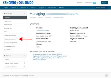 Cara Setting Private Nameserver Domain Kenceng Solusindo