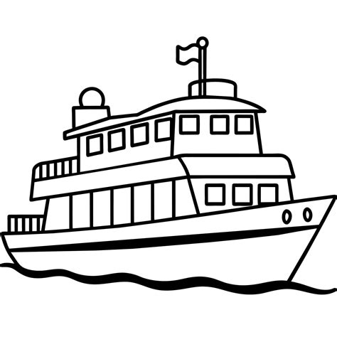 Ferry Outline Illustration Digital Coloring Book Page Line Art Drawing