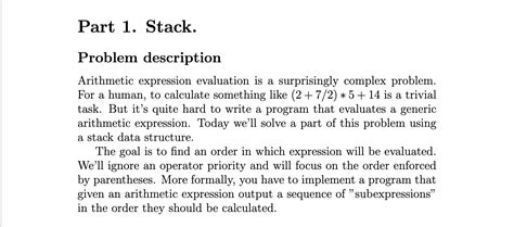 Part Stack Problem Description Arithmetic Chegg
