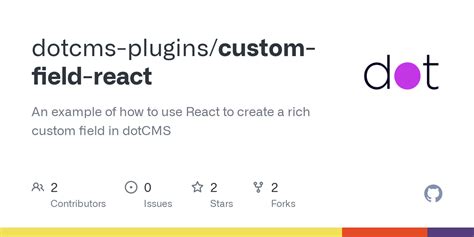 Github Dotcms Pluginscustom Field React An Example Of How To Use React To Create A Rich