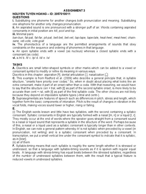 Assignment 3 Ling Pdf Syllable Stress Linguistics