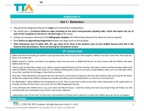 Tefl Academy Assignment A Text 1 Elementary Scholarfriends