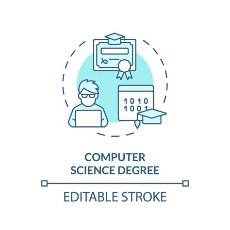 2d Editable Blue Computer Science Degree Icon Simple Isolated Vector Ai Engineer Thin Line