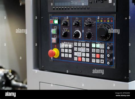 CNC Control Panel Of Metalworking Turning Machine Selective Focus Stock Photo Alamy