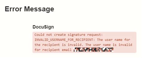 Docusign Error Could Not Create Signature Request Invalidusernameforrecipient Zapier