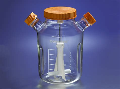 4502 3l 3l Corning® Reusable Glass Spinner Flask With 120 Mm Flat Center Cap And 2 Angled