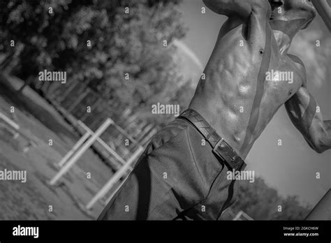 Male Doing Sexercise Workout In The Park Stock Photo Alamy