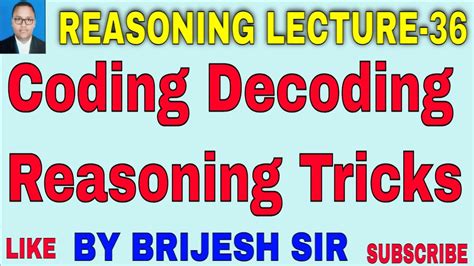 Coding Decoding Reasoning Trickscoding Decoding Reasoningcoding Decoding Questionby Brijesh