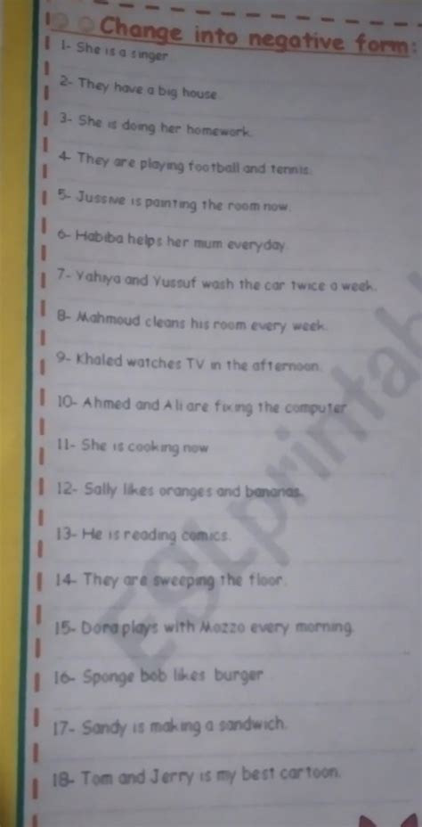 Present Simple Negative Exercises Brainly Lat