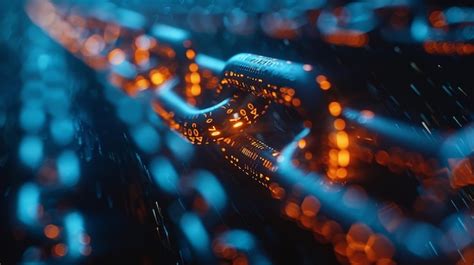 A Closeup Of A Chain Link With Glowing Digital Numbers Symbolizing Data