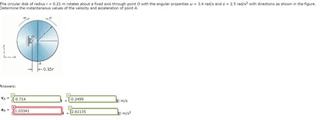 Solved The Circular Disk Of Radius R 021 M Rotates About