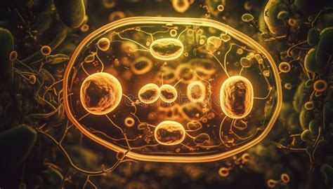 Molecular Structure Revealed Through High Scale Magnification Generated By Ai Stock Illustration