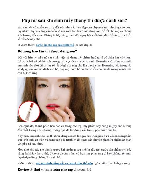 PPT Phụ nữ sau khi sinh mấy tháng thì được đánh son PowerPoint Presentation ID