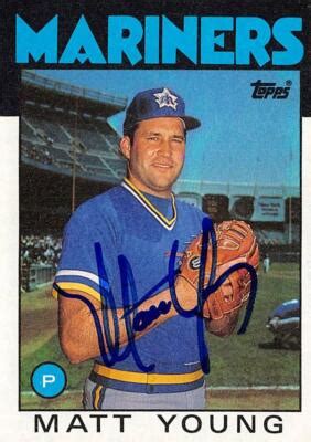 Matt Young Autographed Baseball Card Seattle Mariners 1986 Topps 676