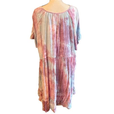 Torrid Dresses Torrid 4 Tie Dye Ruffle Hem Midi Dress Short Sleeve