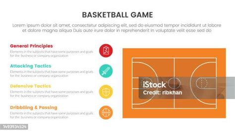 4 점 목록슬라이드 프레젠테이션을 위한 농구장 인포그래픽 컨셉 0명에 대한 스톡 벡터 아트 및 기타 이미지 0명 건강한