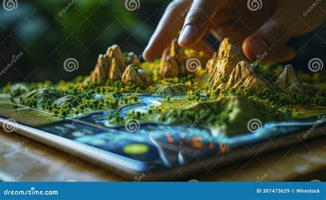 Hand Engaging With Futuristic 3d Holographic Tablet Display Ai Generated Digital Art Royalty