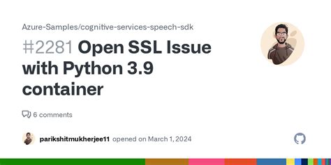 Open Ssl Issue With Python 39 Container · Issue 2281 · Azure Samples