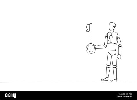Single Continuous Line Drawing Robot Holding The Key Important Key To Increasing Profit Has