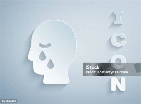 종이 잘라 남자 무덤 장례 슬픔 아이콘 회색 배경에 고립 슬픔 슬픔 슬픔 죽음의 감정 종이 아트 스타일 벡터 3차원 형태에 대한 스톡 벡터 아트 및 기타 이미지 Istock