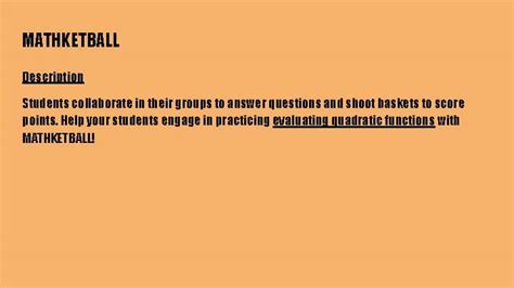 Mathketballevaluating Quadratic Functions By Make Math More Engaging