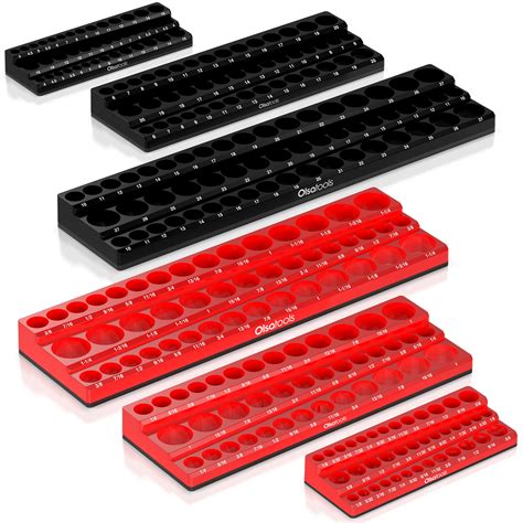 Olsa Tools Magnetic Socket Organizer 6pc Socket Holder Kit 12 Inch