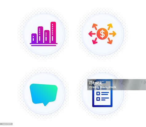 달러 교환 채팅 메시지 및 그래프 차트 아이콘 세트 체크리스트 기호입니다 지불 음성 거품 성장 보고서 벡터 0명에 대한 스톡