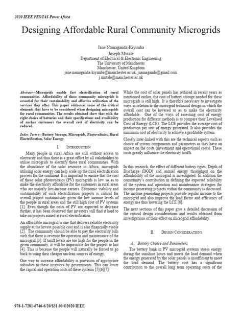 Designingaffordableruralcommunitymicrogrids Pdf Distributed Generation Photovoltaics