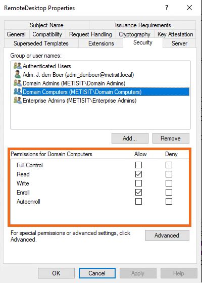 Configure Automated Enrollment Remote Desktop SSL Certificates Metis IT